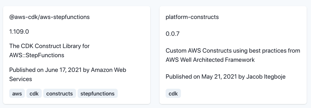 Results Page - add meta data per package · Issue #114 · cdklabs/construct-hub-webapp · GitHub