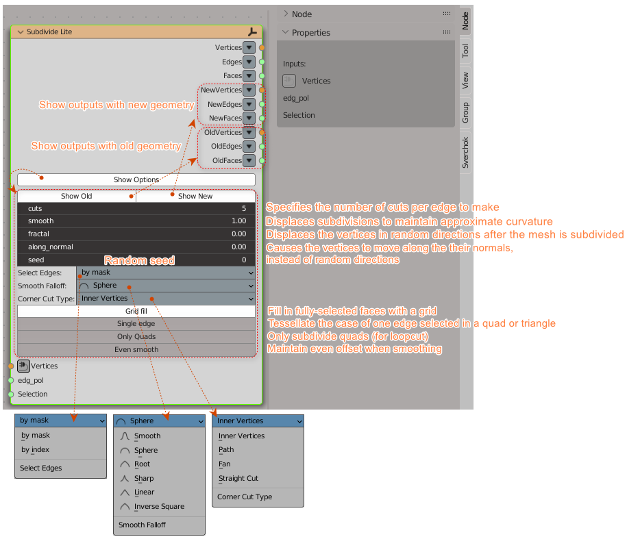 Subdivide Lite Node — Sverchok 1, 2, 0 documentation