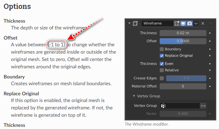 Modifiers->Modifier Make->Wireframe incorrect offset range with compare Blender modifier · Issue ...