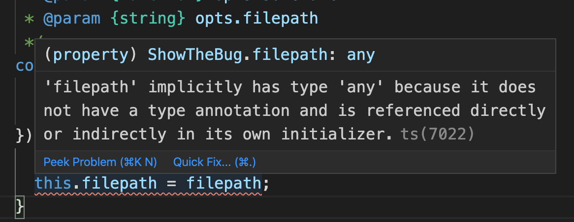 checkJs: "implicitly has type 'any' because it does not have a type annotation and is referenced ...