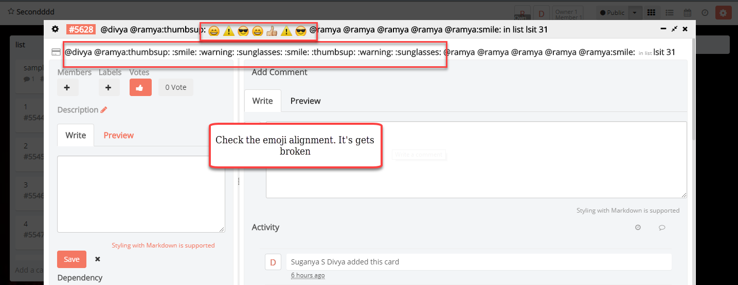 Emoji symbol is not updated properly in card name · Issue #2875 · RestyaPlatform/board · GitHub