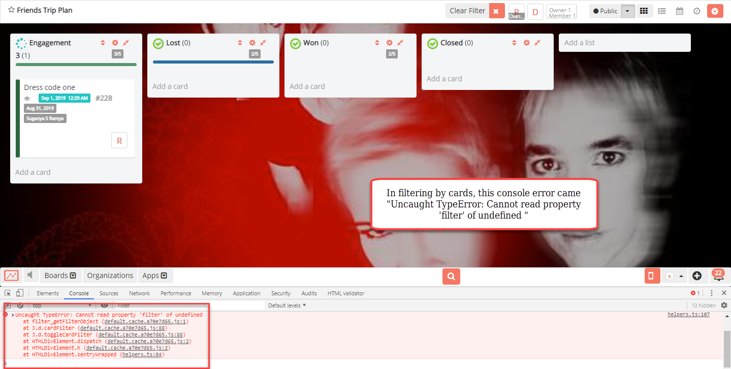In filtering by cards, this console error came "Uncaught TypeError: Cannot read property 'filter ...