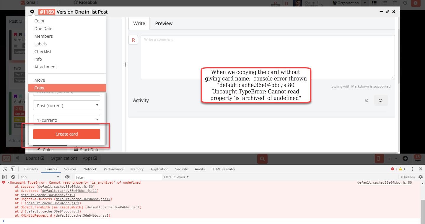 When we copying the card without giving card name, console error thrown "default.cache.36e04bbc ...