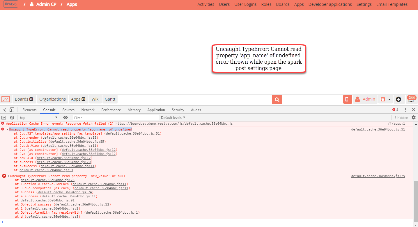 Uncaught TypeError: Cannot read property 'app_name' of undefined error thrown while open the ...