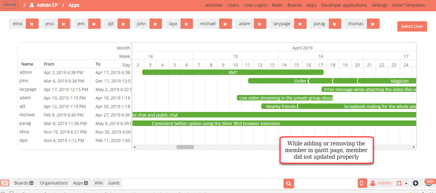 While adding or removing the member in gantt page, member did not updated properly · Issue #3844 ...