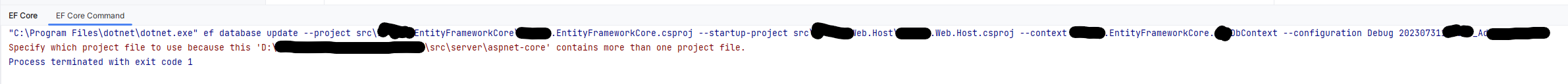 Unable to update database - wrong directory reference · Issue #177 · JetBrains/rider-efcore · GitHub