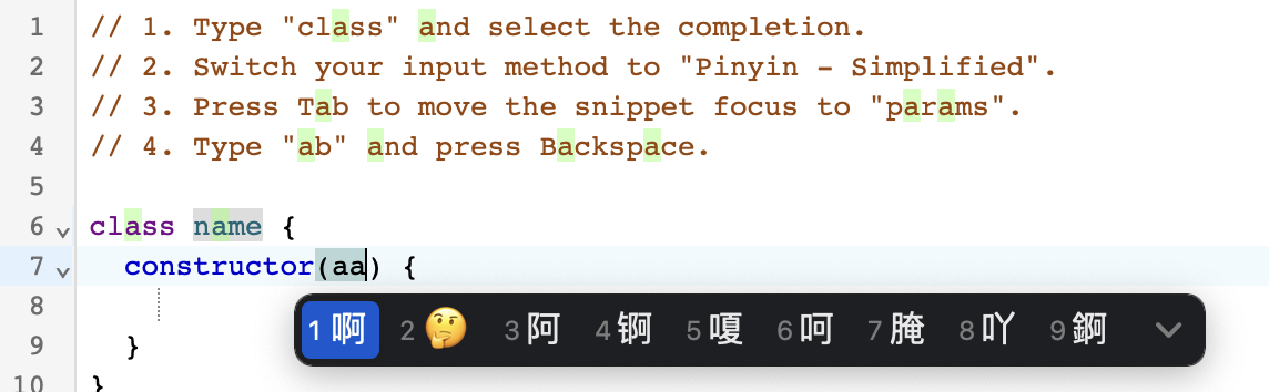 Pinyin composition glitch in snippet highlight between matched brackets · Issue #1128 ...