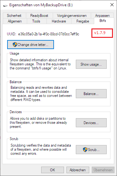 Improvement: Display Winbtrfs version · Issue #462 · maharmstone/btrfs · GitHub