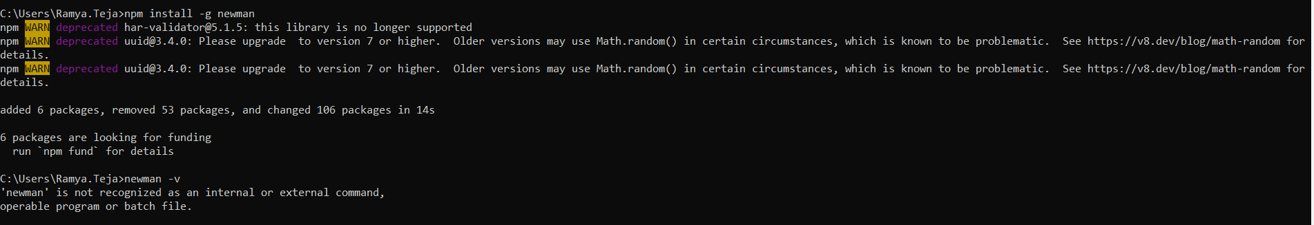 Facing issue during installation of Newman · Issue #3140 · postmanlabs/newman · GitHub