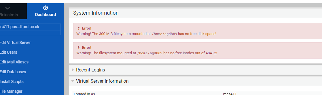Virtualmin shouldn't show home dir disk space warnings to all users · Issue #368 · virtualmin ...