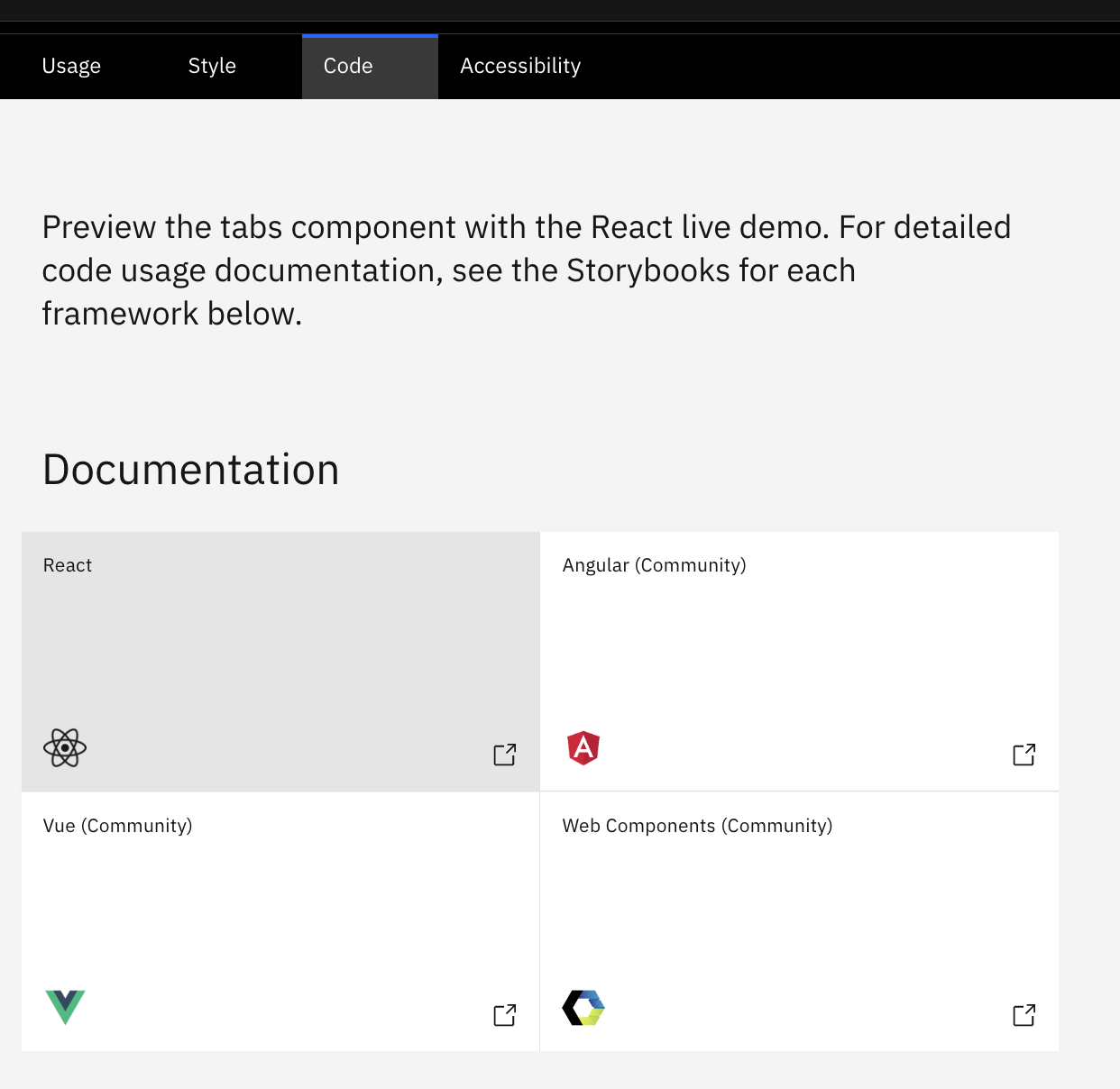 Link to React tab component is broken from Tabs' Code page · Issue #11857 · carbon-design-system ...