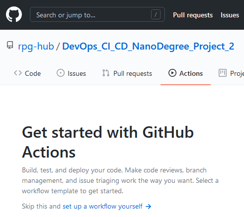 GitHub - rpg-hub/DevOps_CI_CD_NanoDegree_Project_2: DevOps CI CD using Azure and GitHub