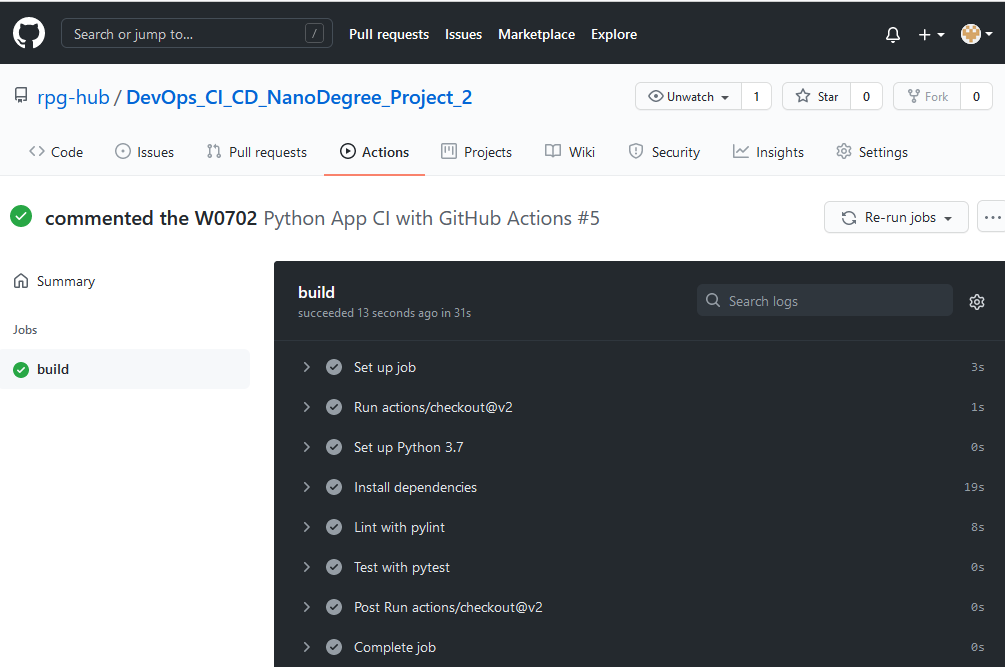 GitHub - rpg-hub/DevOps_CI_CD_NanoDegree_Project_2: DevOps CI CD using Azure and GitHub