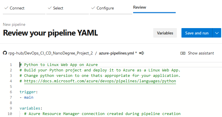 GitHub - rpg-hub/DevOps_CI_CD_NanoDegree_Project_2: DevOps CI CD using Azure and GitHub