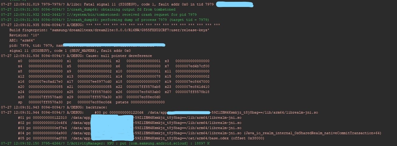 Samsung S8 librealm-jni.so crash · Issue #6085 · realm/realm-java · GitHub