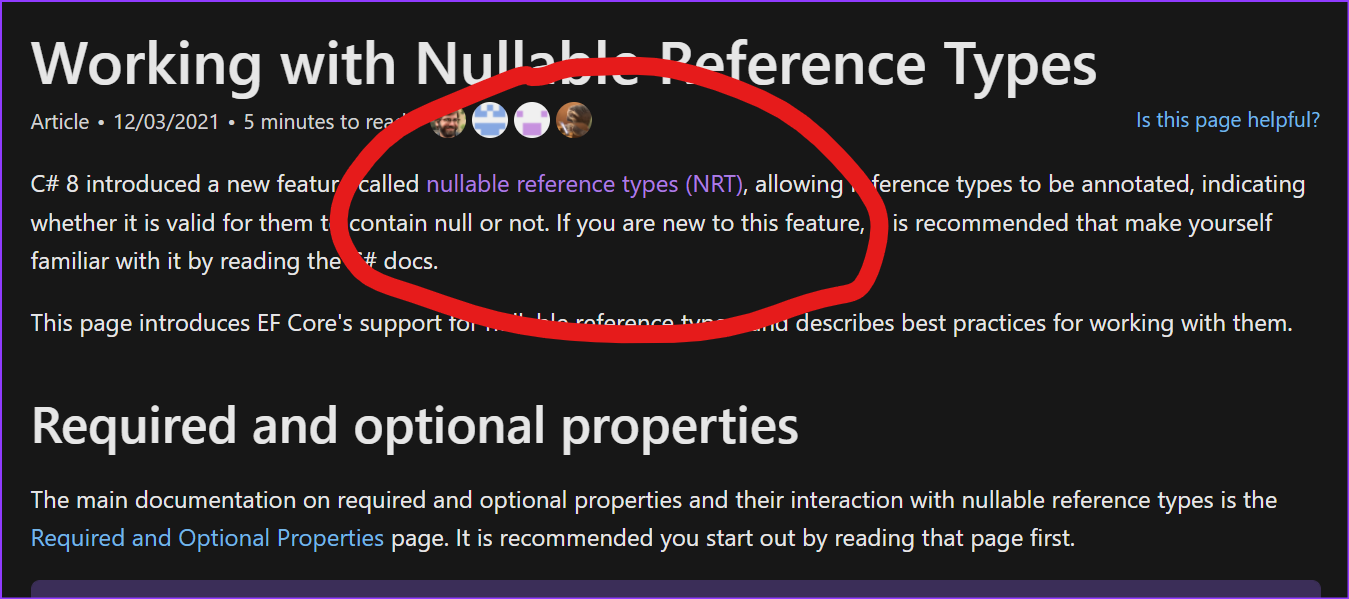 C# 8 NRT links are broken. · Issue #3618 · dotnet/EntityFramework.Docs · GitHub