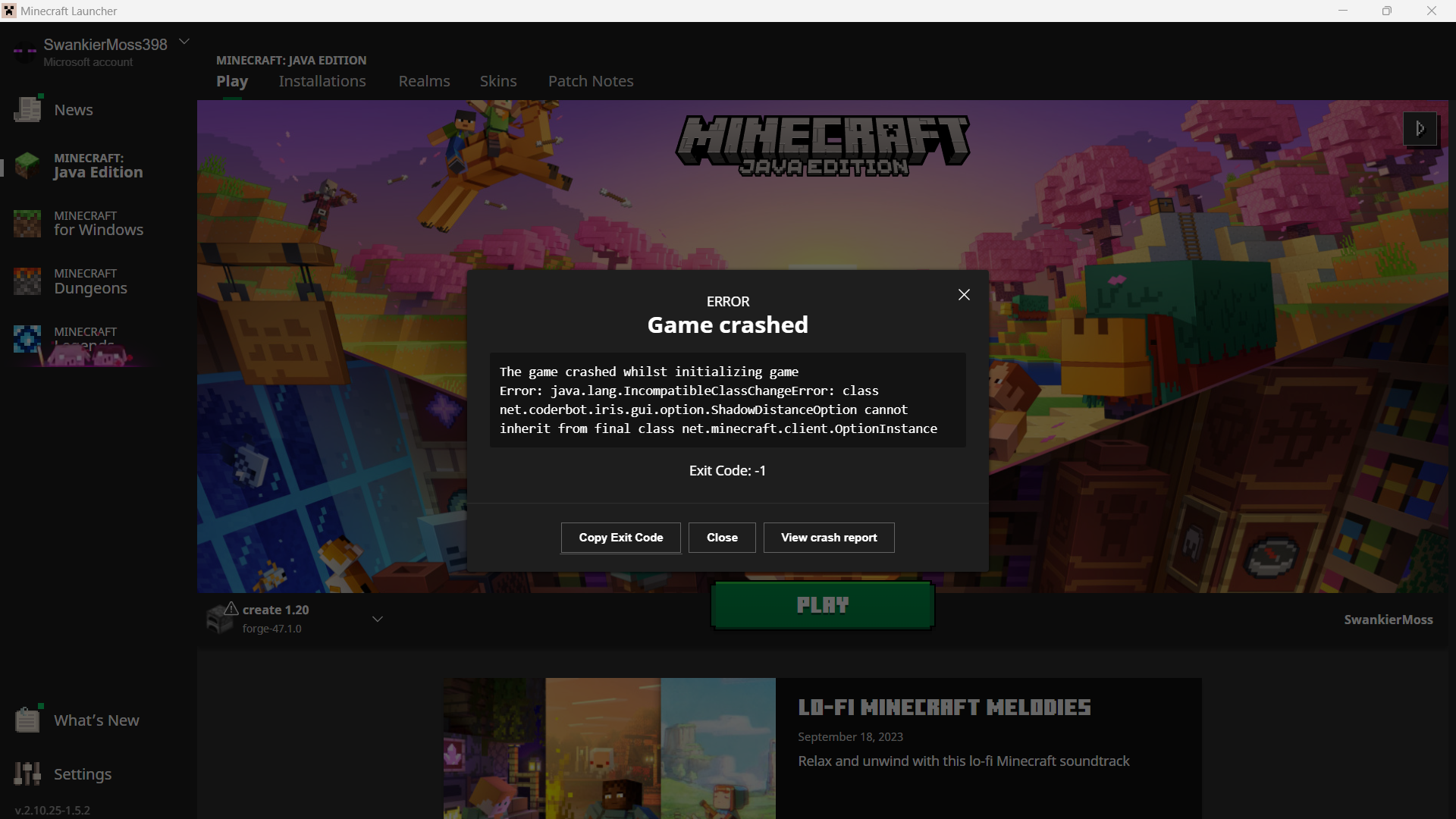 -1 exit code crash when loading · Issue #5554 · Creators-of-Create/Create · GitHub