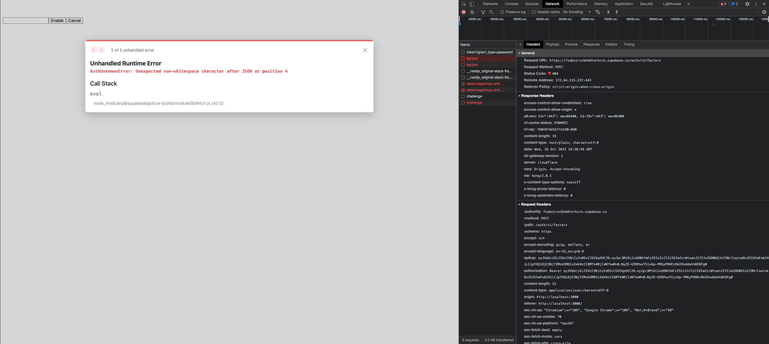 MFA: 404 on get assurence level request /auth/v1/factors · Issue #790 · supabase/auth · GitHub