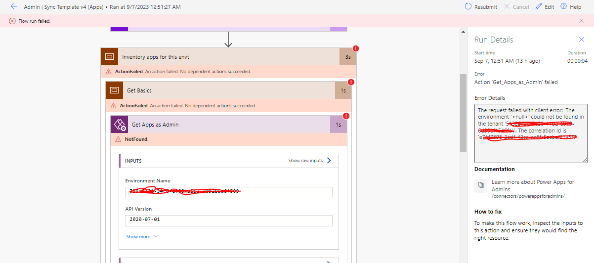 [CoE Starter Kit - BUG] Admin | Sync Template v4 (Apps) - Action 'Get_Apps_as_Admin' failed ...