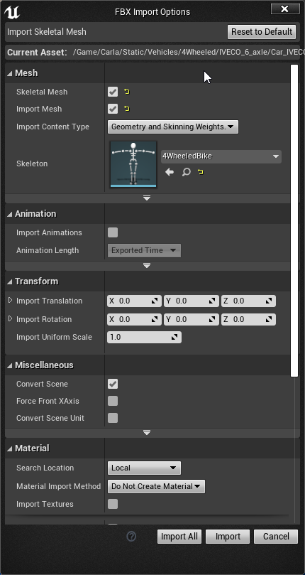 Documentation: Adding a new vehicle, ?MISSING?: Set Normal Import Method to Import Normals ...