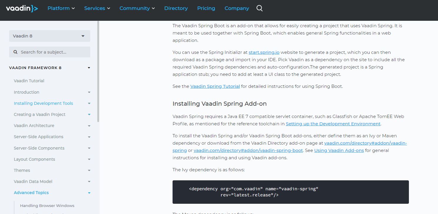 Vaadin 8 Spring Doc refers to JEE container · Issue #326 · vaadin/flow-and-components ...
