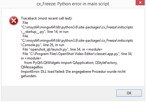 cx_Freeze: Python error in main script · Issue #2269 · OpenShot/openshot-qt · GitHub