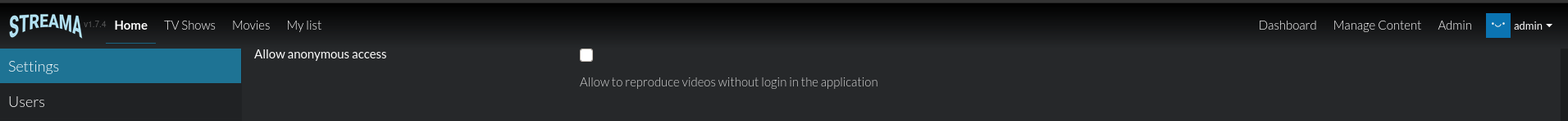 Layout issue on allowing anonymous access · Issue #919 · streamaserver/streama · GitHub