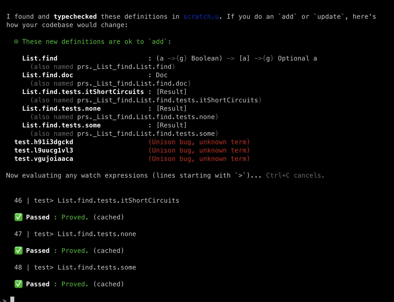 `unison Bug Unknown Term` When Typechecking An Unnamed Test · Issue 633 · Unisonweb Unison