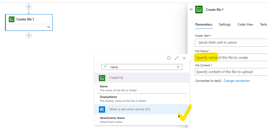 Dynamic Content Wrt Attachment From Office 365 Connector When Passed In Other Actions Is 