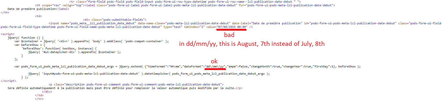 Bug with date format · Issue #5421 · pods-framework/pods · GitHub