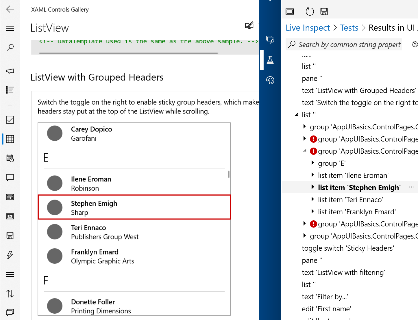 UIA Name properties of Group elements in XAML Controls Gallery app are unhelpful · Issue #670 ...