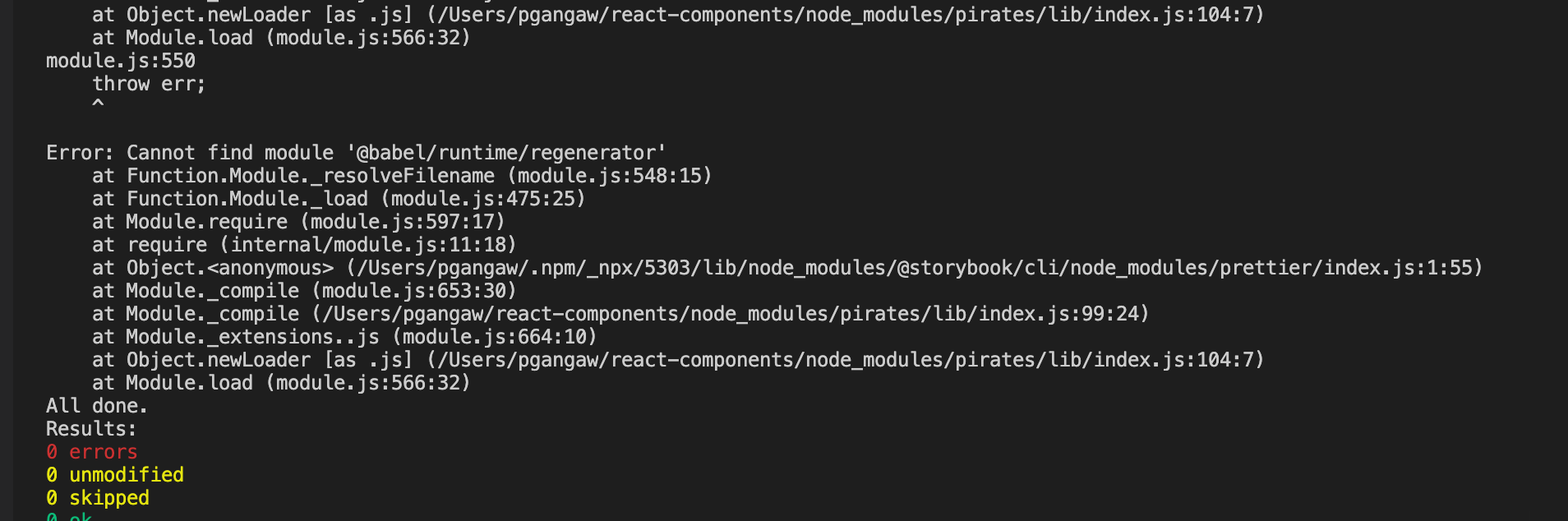 Transformation error ... TypeError: Cannot read property 'declarations ... Transformation error ... TypeError: Cannot read property 'declarations ...