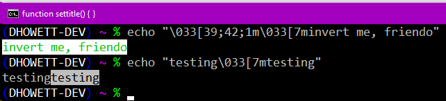 19H1+: Invert (^[[7m) doesn't work properly · Issue #315 · microsoft/terminal · GitHub