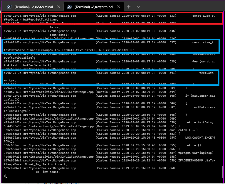 Lines that wrap on space characters at the bottom of the buffer (“new ...