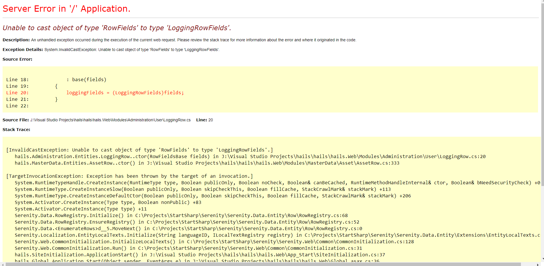LoggingRow Implementation Error · Issue #3545 · serenity-is/Serenity · GitHub