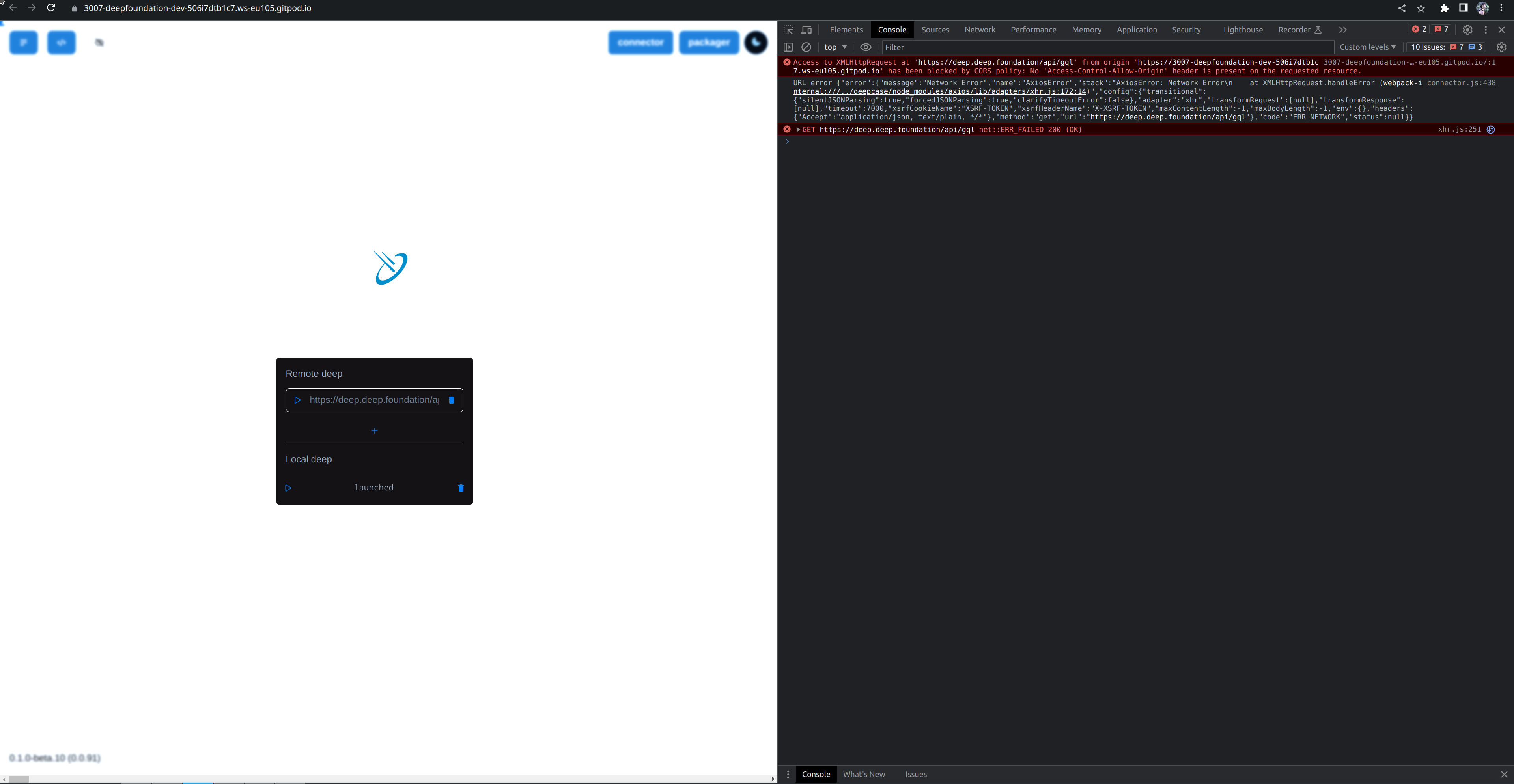 Connector does not allow to connect to remote Deep instance on button ...
