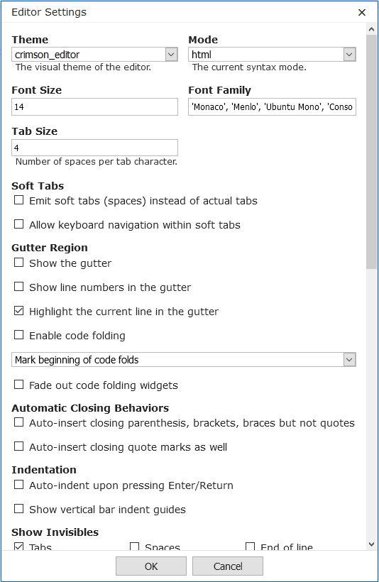 Documentation for setOption()/setOptions() is missing · Issue #4249 · ajaxorg/ace · GitHub