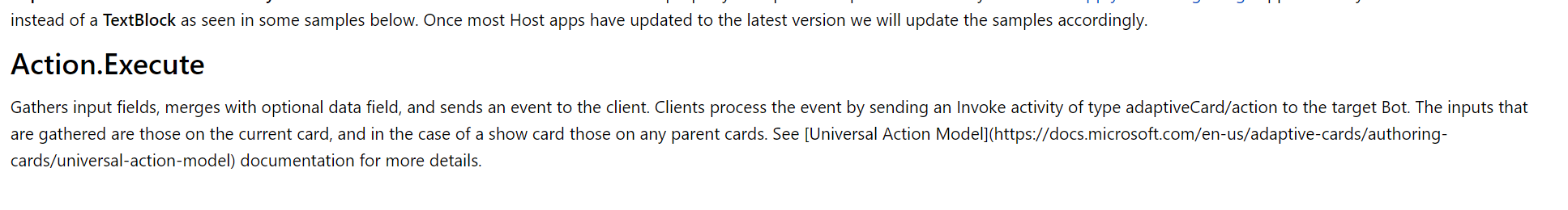 [Website] Markdown hyperlink not rendering properly on the Action.Execute page · Issue #5642 ...