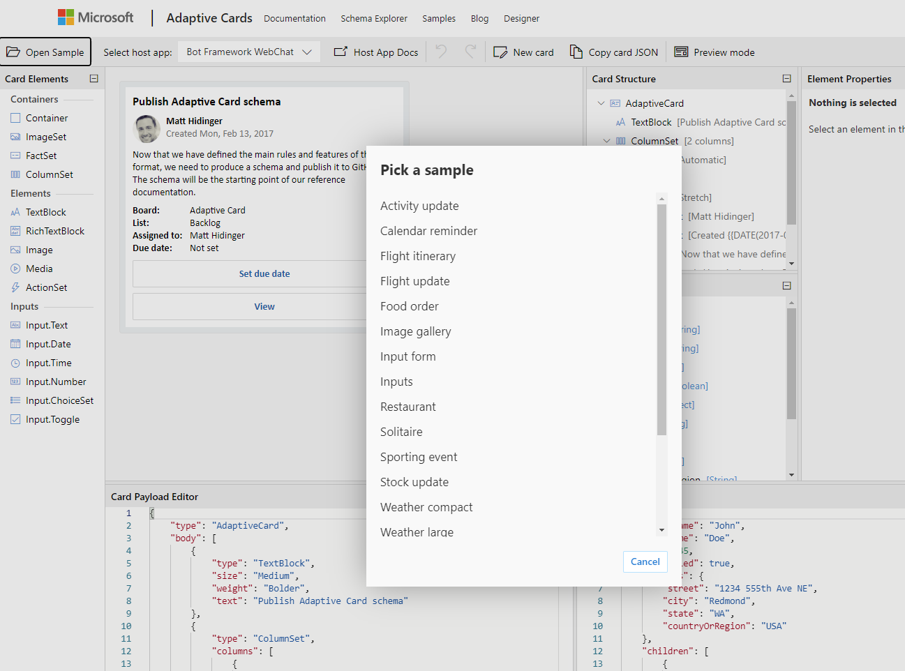 [Designer] Open Sample modal should be wired up to ESC button to close · Issue #3512 · microsoft ...