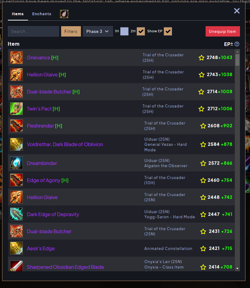 Dynamic weoapn change during sim · Issue #3566 · wowsims/wotlk · GitHub