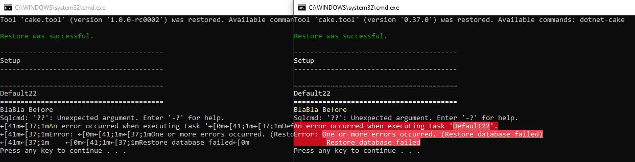Cake displays raw ANSI output after running specific executables · Issue #3018 · cake-build/cake ...