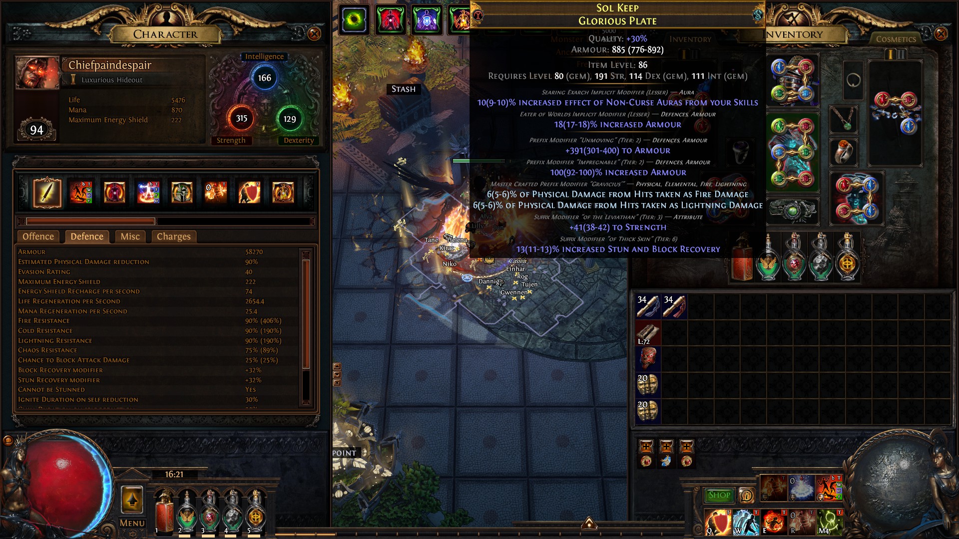 The Eater of Worlds implicit modifier "#% increased armour" on a body armour is incorrectly ...