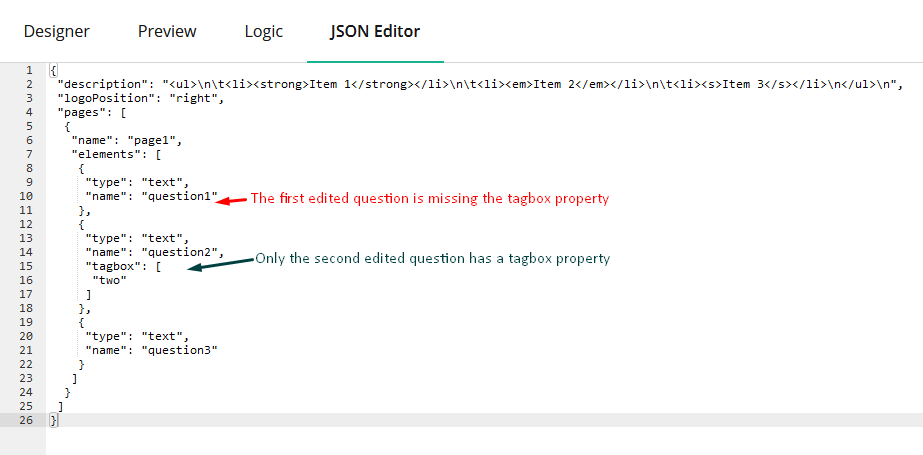survey creator tagbox property does not save all questions changes · Issue #3352 · surveyjs ...