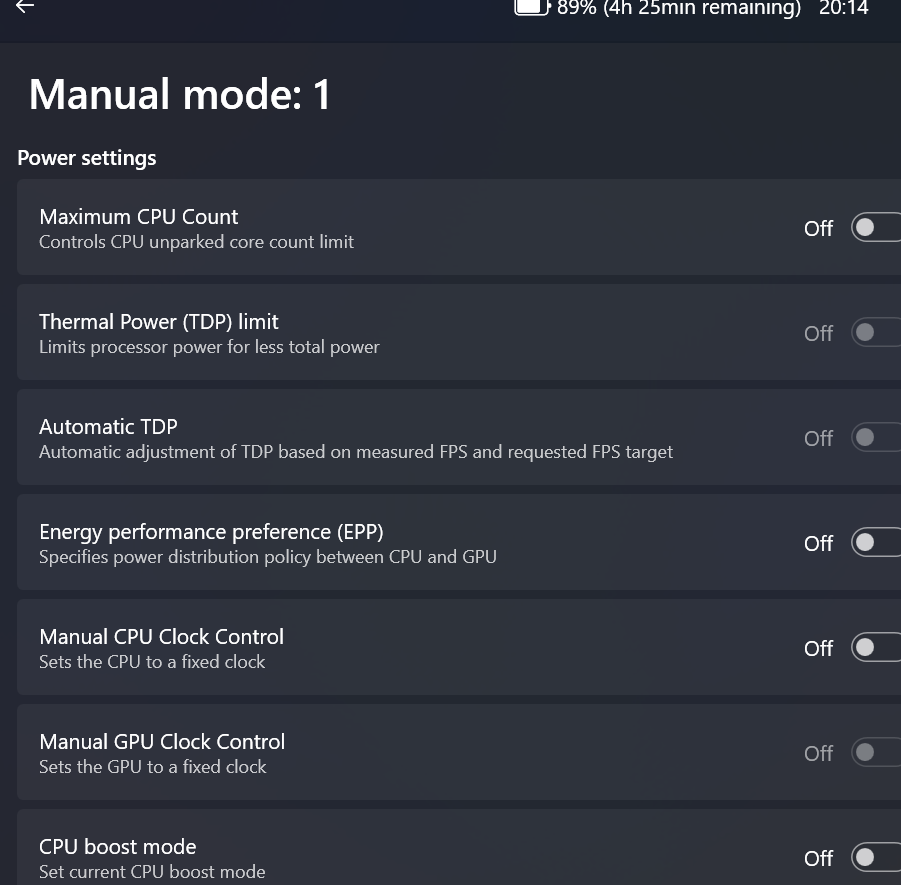 TDP and GPU toggles are disabled · Issue #839 · Valkirie/HandheldCompanion · GitHub