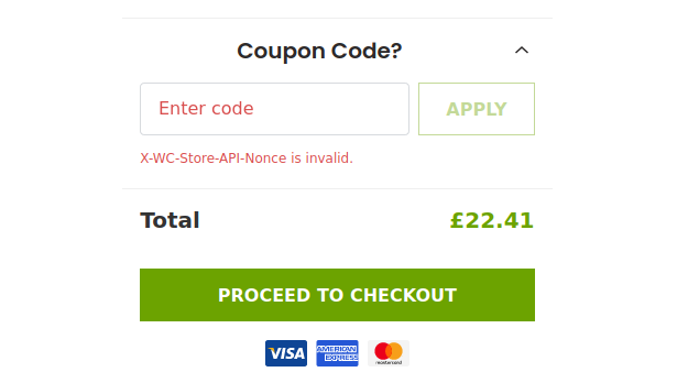X-WC-Store-API-Nonce is invalid - Coupon Error Message? · Issue #3396 ...