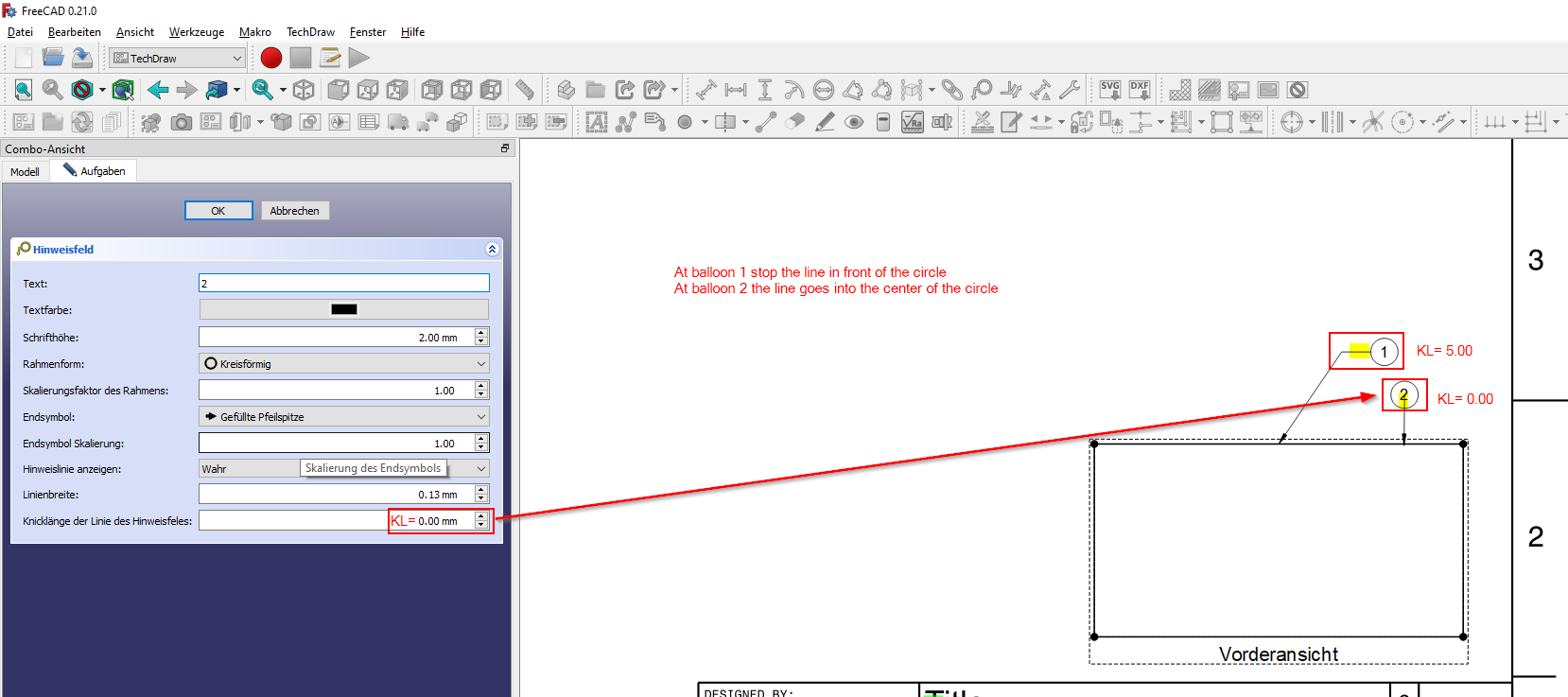 [Problem] Techdraw Balloon problem if kink length=0 · Issue #10440 · FreeCAD/FreeCAD · GitHub