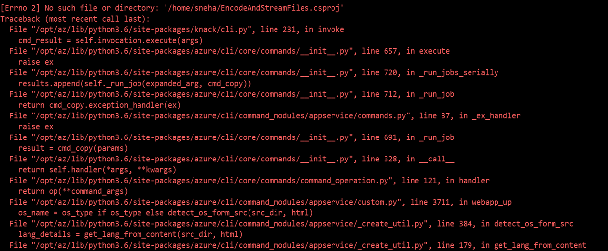 Az Webapp Up If Csproj Not In Root Directory Exception Returned · Issue 18652 · Azureazure
