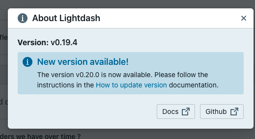 Improve prompt for users to upgrade their version of Lightdash · Issue #1394 · lightdash ...