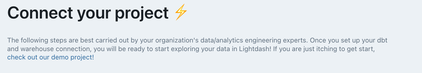 Typo in the copy on "Connect your project page" · Issue #1770 · lightdash/lightdash · GitHub