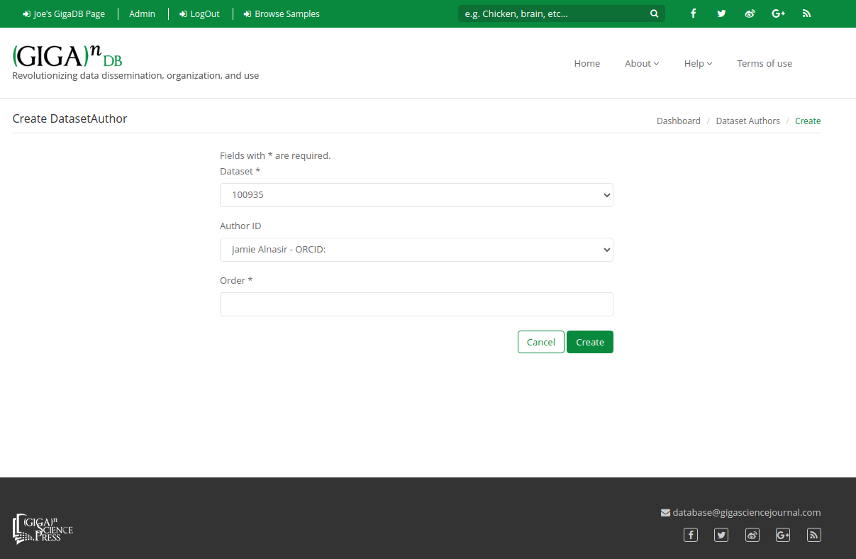 Admin Styles - Create and Update forms · Issue #1505 · gigascience/gigadb-website · GitHub